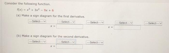 Solved Consider the following function. f(x) = x3 + 3x2 - 9x | Chegg.com