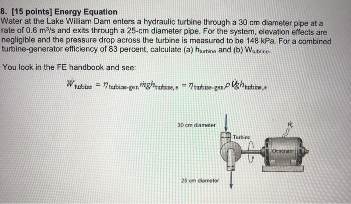 Solved 8. [15 points] Energy Equation Water at the Lake | Chegg.com