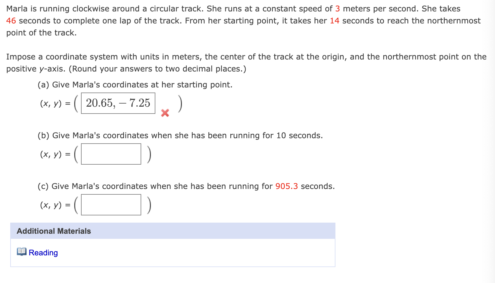 Solved Question 3: Marla is running clockwise around a | Chegg.com