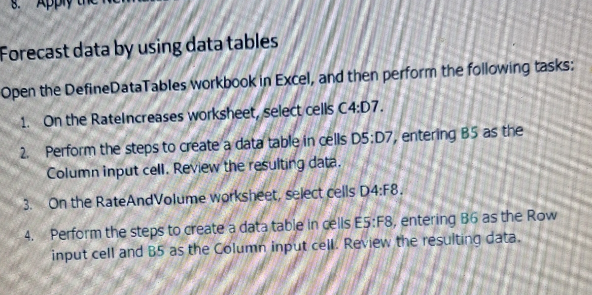 Solved Forecast data by using data tablesOpen the | Chegg.com