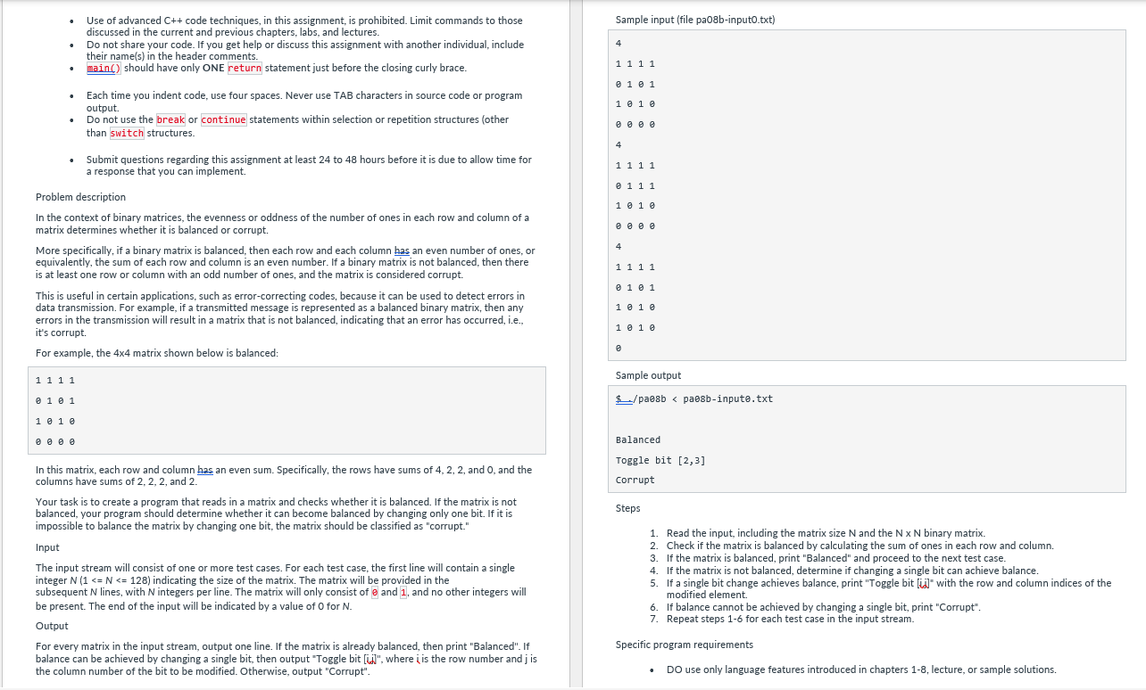 Solved Use of advanced C++ ﻿code techniques, in this | Chegg.com