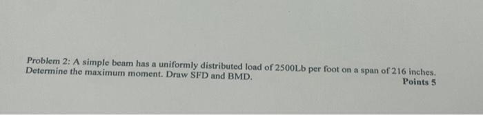 Solved Problem 2: A simple beam has a uniformly distributed | Chegg.com