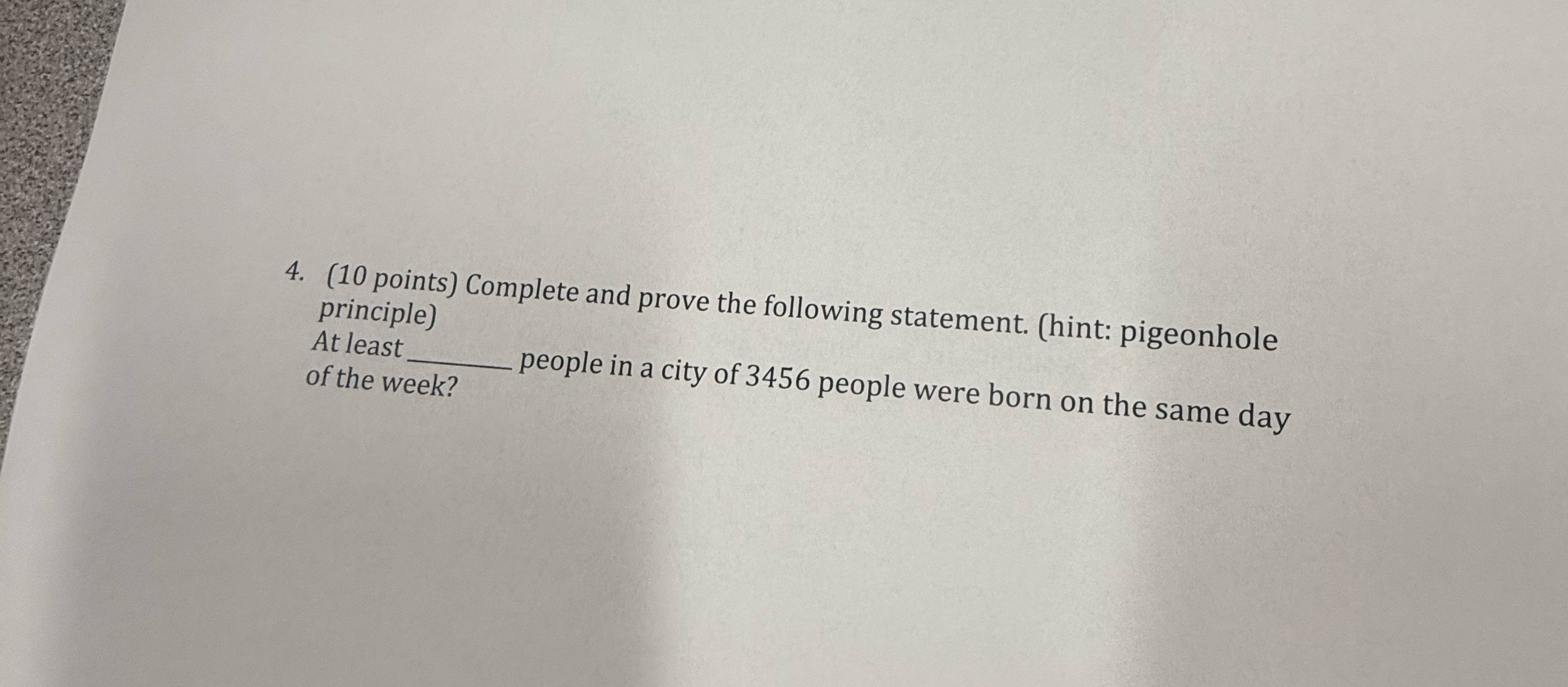 Solved (10 ﻿points) ﻿Complete and prove the following | Chegg.com