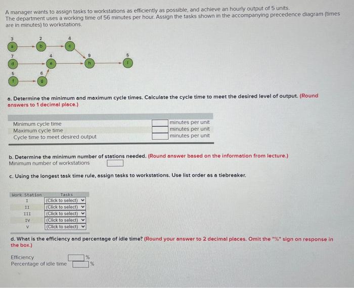 Solved A manager wants to assign tasks to workstations as | Chegg.com