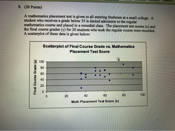 Solved 8. (20 Points) A mathematics placement test is given | Chegg.com