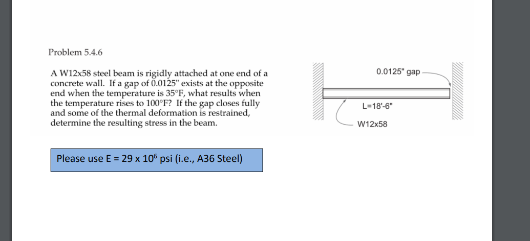 Problem 5.4.6A W12x58 ﻿steel beam is rigidly attached | Chegg.com