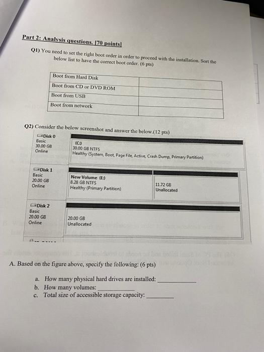 Solved Part 2: Analysis questions. 170 points] Q1) You need | Chegg.com