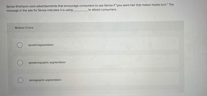Solved Sensa Shampoo uses advertisements that encourage | Chegg.com