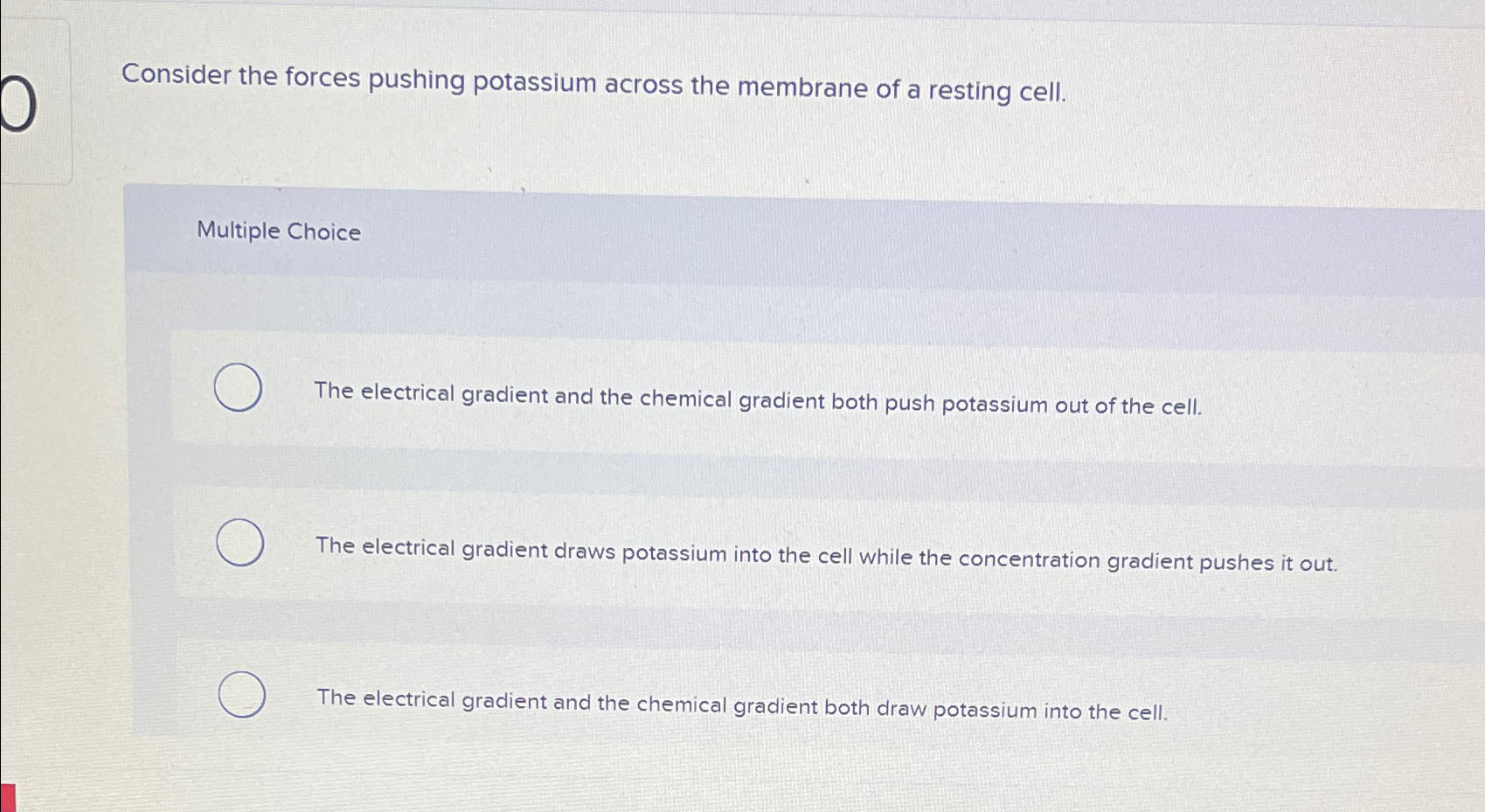 Solved Consider the forces pushing potassium across the | Chegg.com