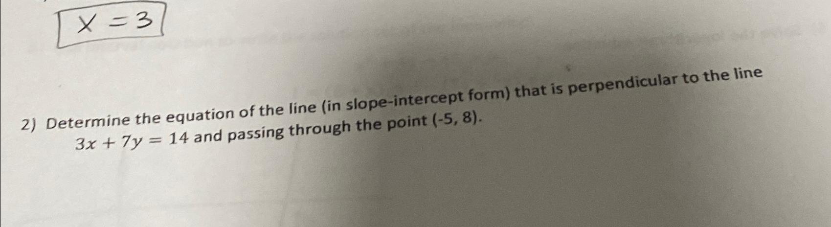 Solved =3Determine the equation of the line (in | Chegg.com