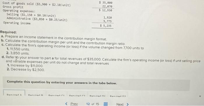 Solved Problem 12-21 (Algo) Prepare a contribution margin | Chegg.com