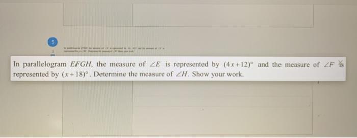Solved In parallelogram EFGH, the measure of ZE is | Chegg.com