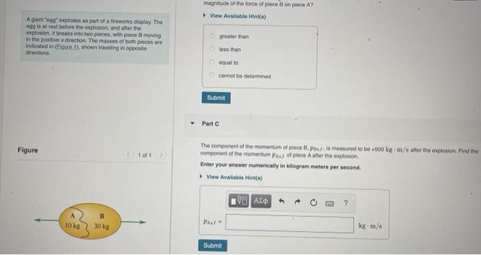 Solved A giant "egg" explodes as part of a fireworks | Chegg.com