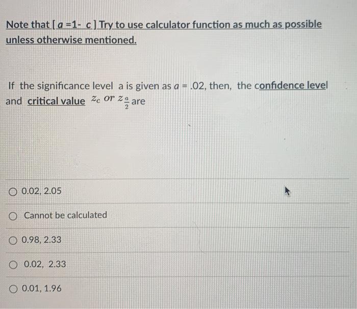 Solved Note that [ a =1- c] Try to use calculator function | Chegg.com