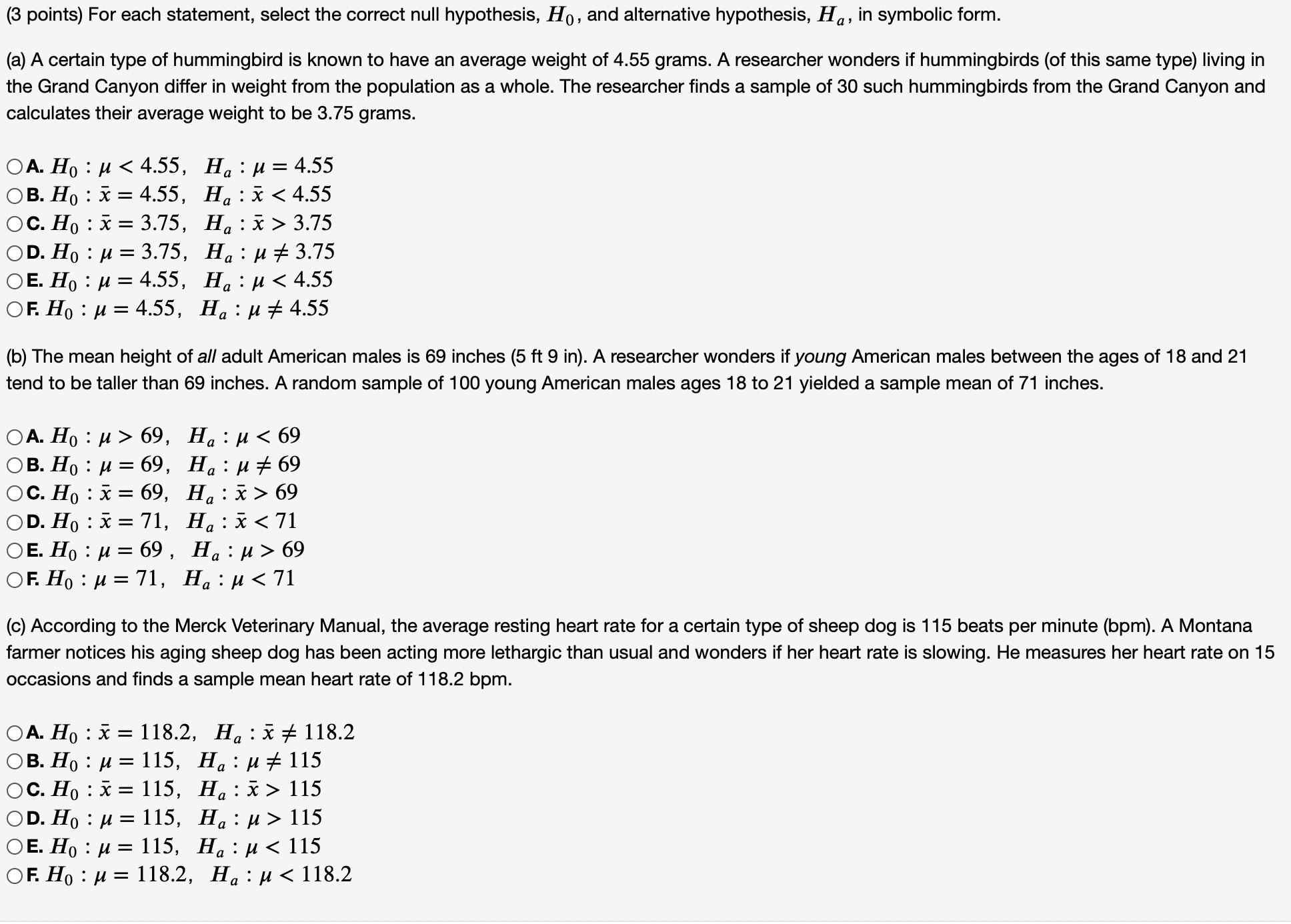 Solved ( 3 ﻿points) ﻿For each statement, select the correct | Chegg.com