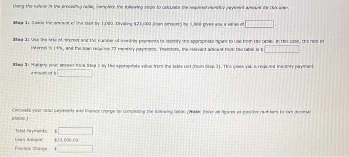 Solved 8. Calculating an installment loan payment using | Chegg.com