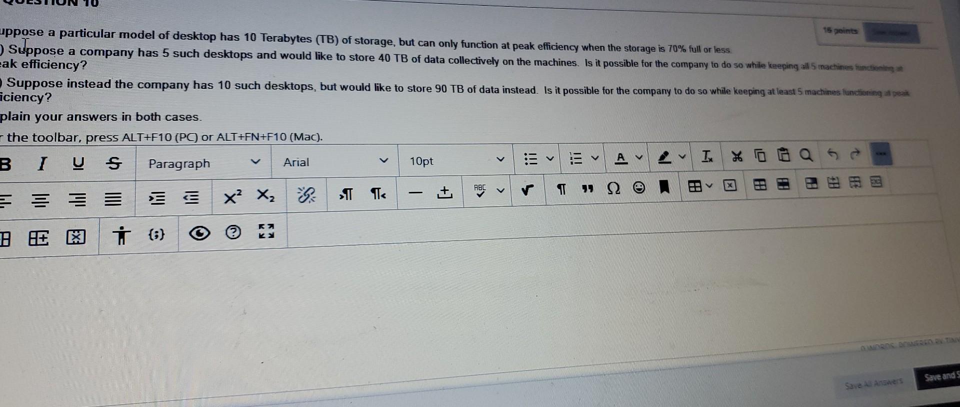 Solved ppose a particular model of desktop has 10 Terabytes | Chegg.com