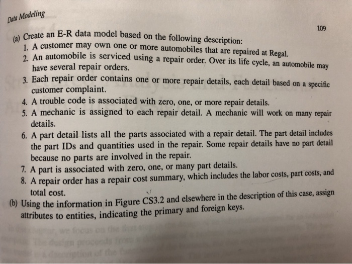 Create an E-R data model based on the follow 1.A | Chegg.com