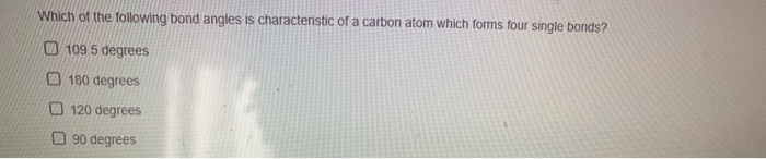 Solved Which of the following bond angles is characteristic | Chegg.com