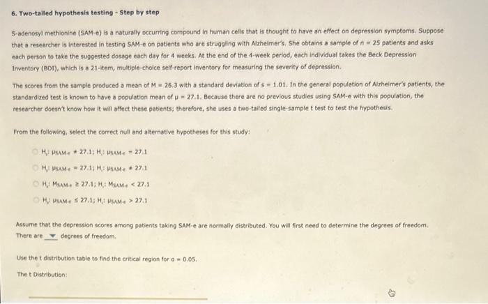 Solved 6. Two-tailed hypothesis testing - step by step | Chegg.com Solved 6. Two-tailed hypothesis testing - step by step | Chegg.com