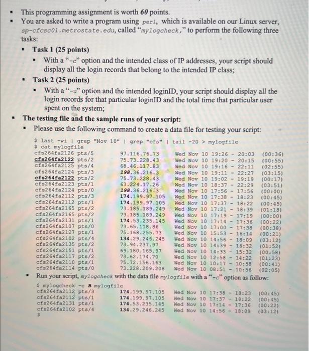 Solved - This programming assignment is worth 60 points. - | Chegg.com
