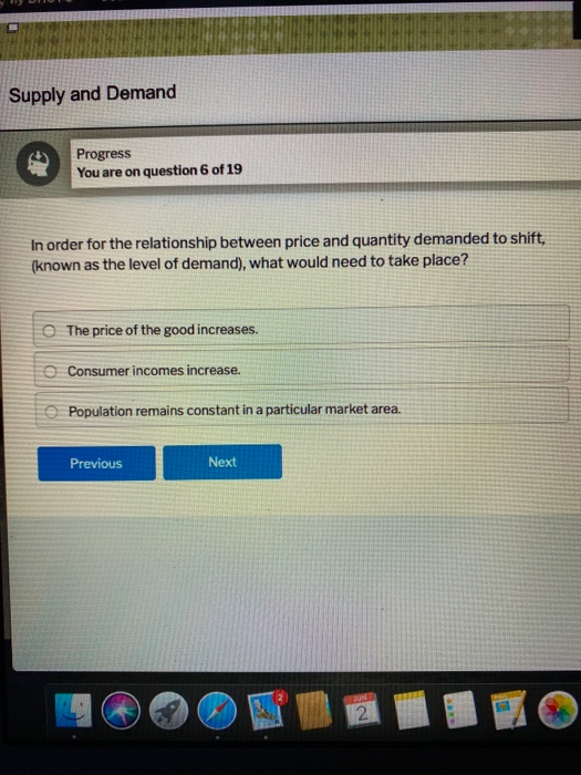 Solved Supply and Demand Progress You are on question 6 of | Chegg.com