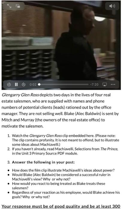 Glengarry Glen Ross depicts two days in the lives of | Chegg.com