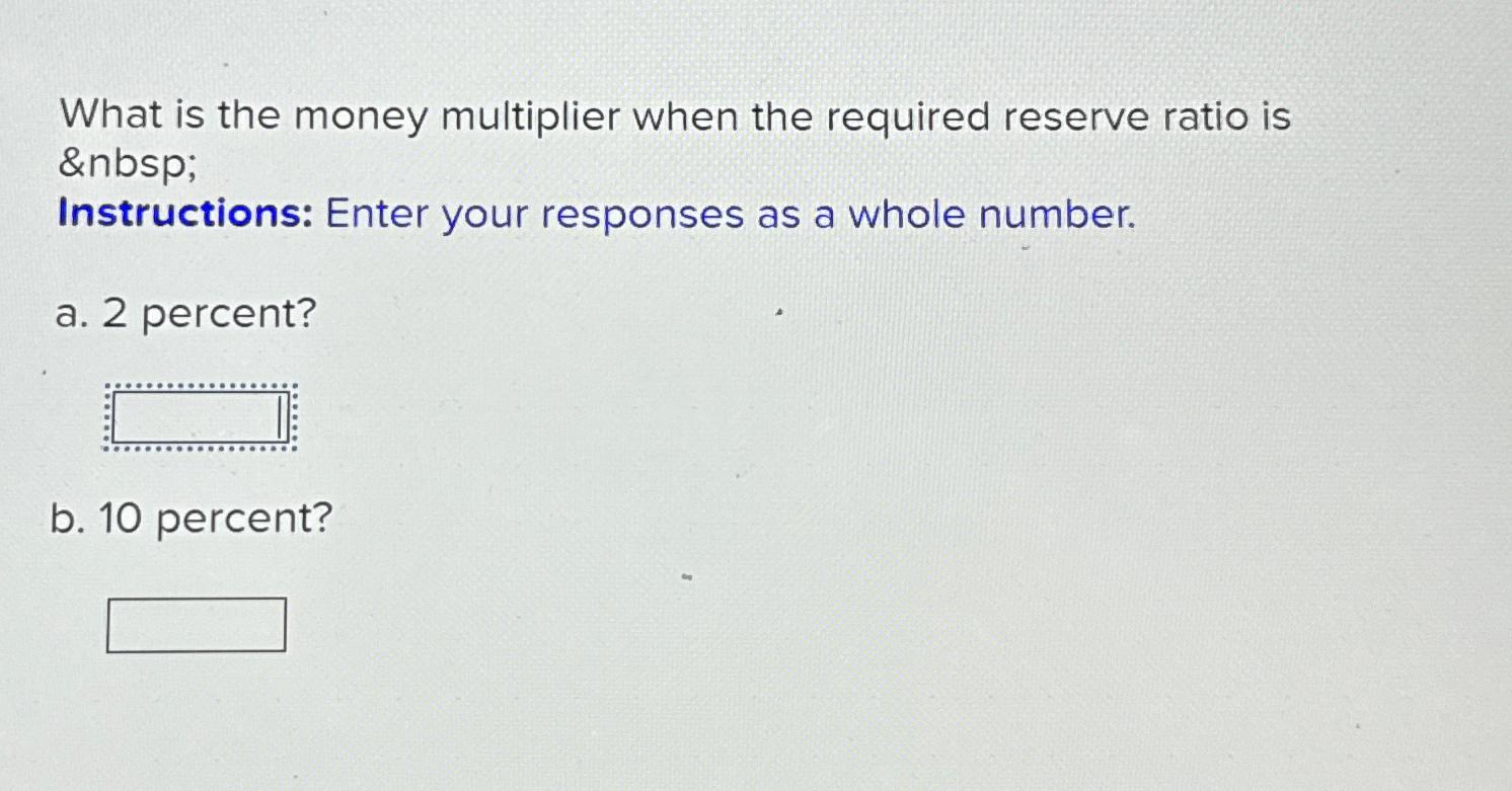 Solved What is the money multiplier when the required | Chegg.com