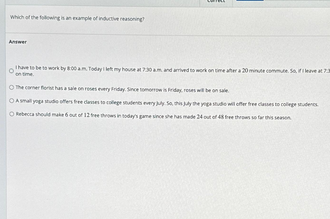 Solved Which of the following is an example of inductive | Chegg.com