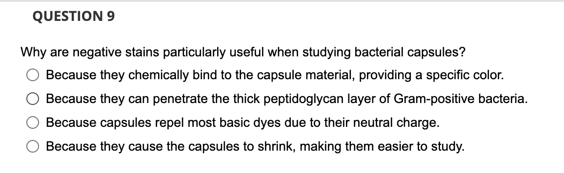 Solved QUESTION 9Why are negative stains particularly useful | Chegg.com