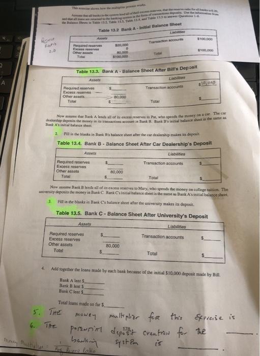 Table 13.2 Bank A.Initial Balance Sheet As 3100.000 | Chegg.com
