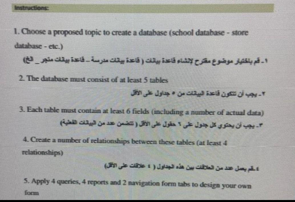 Solved 1. Choose a proposed topic to create a database | Chegg.com