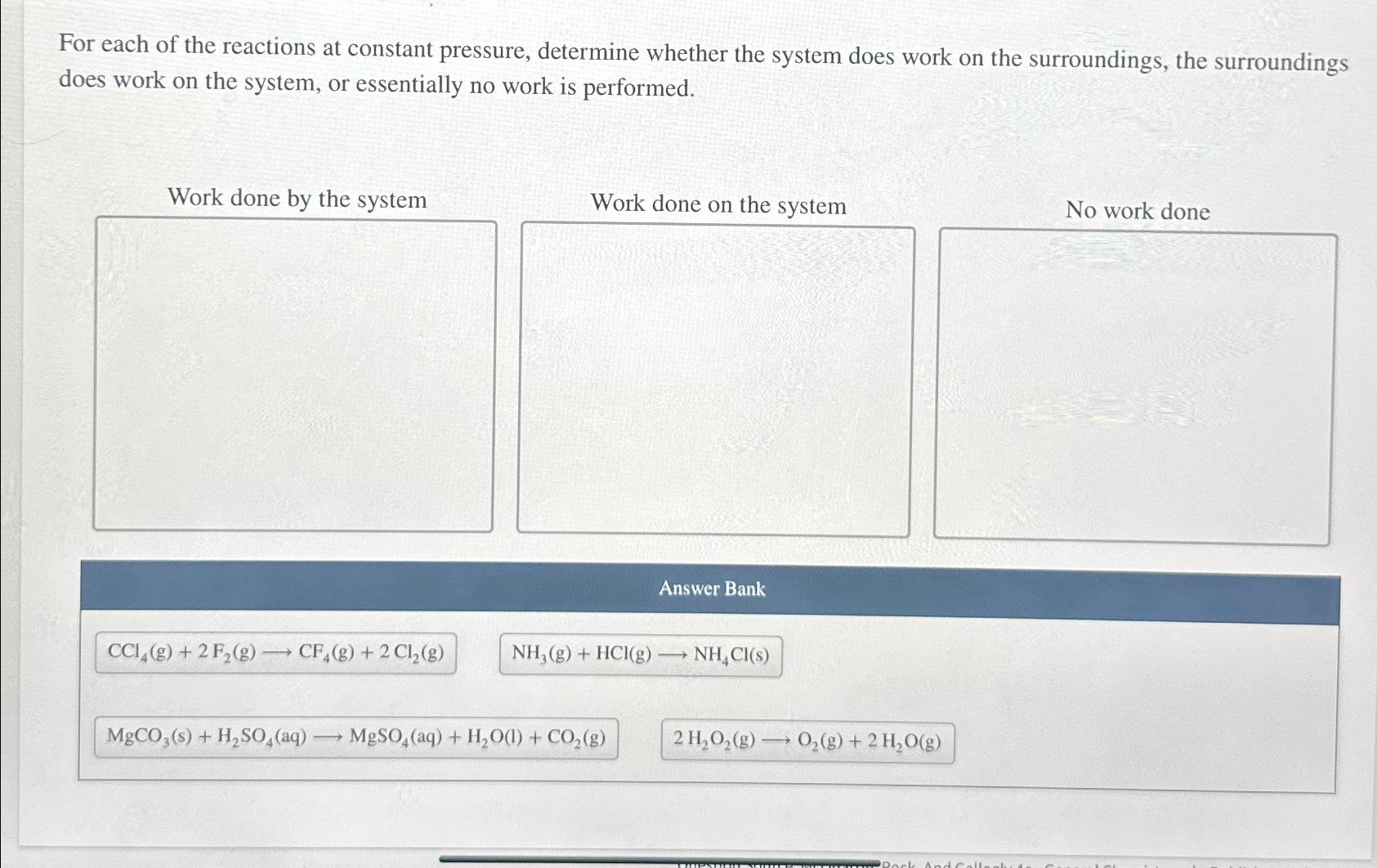 Solved For each of the reactions at constant pressure, | Chegg.com
