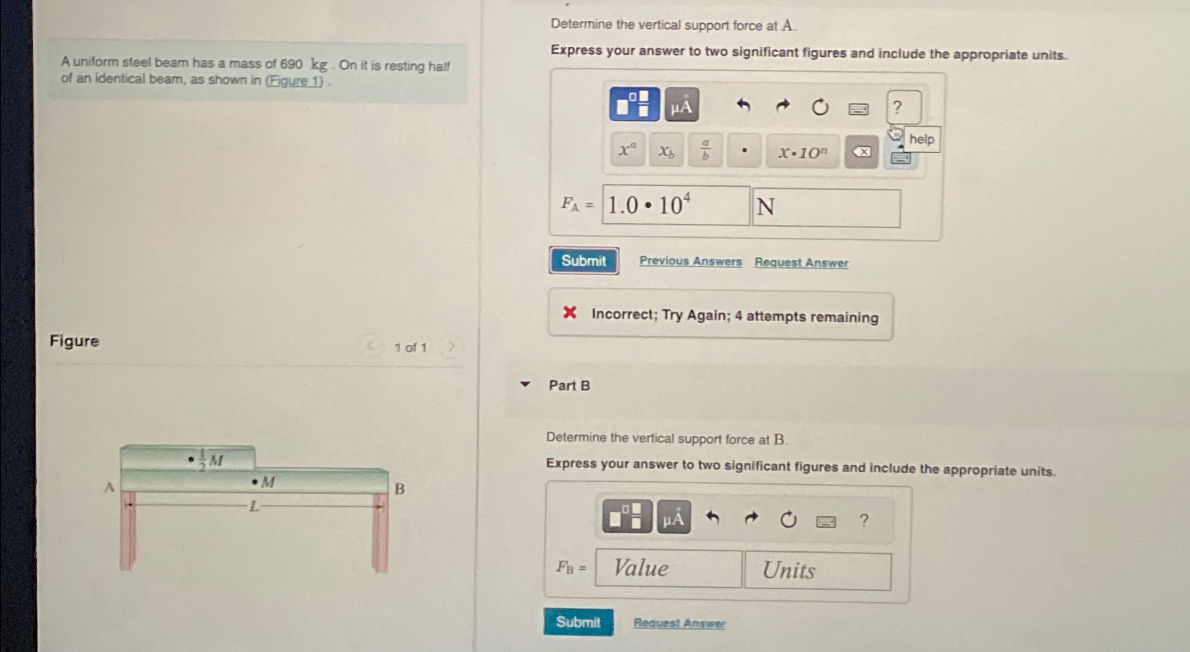 Solved Determine the vertical support force at AA uniform | Chegg.com