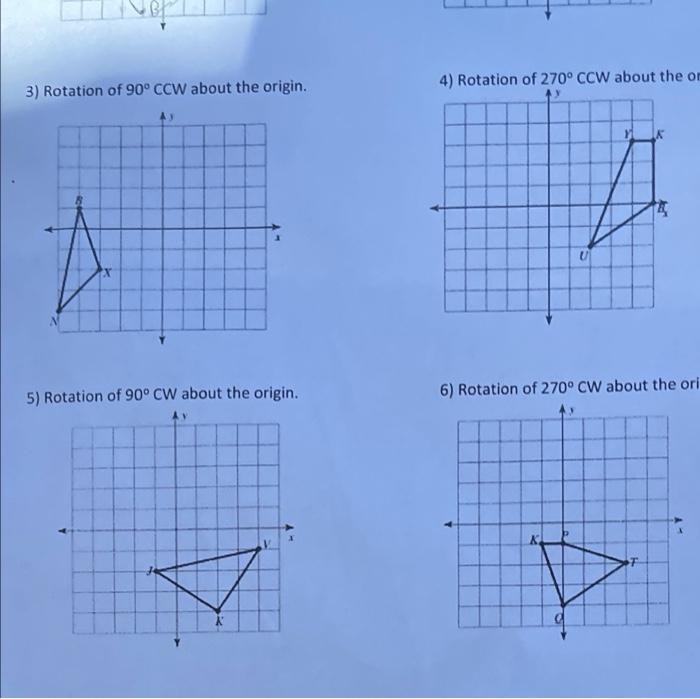 Solved 4) Rotation of 270° CCW about the on 3) Rotation of | Chegg.com