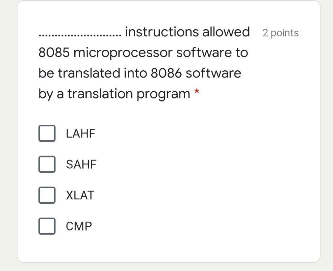 Solved instructions allowed 2 points 8085 microprocessor | Chegg.com