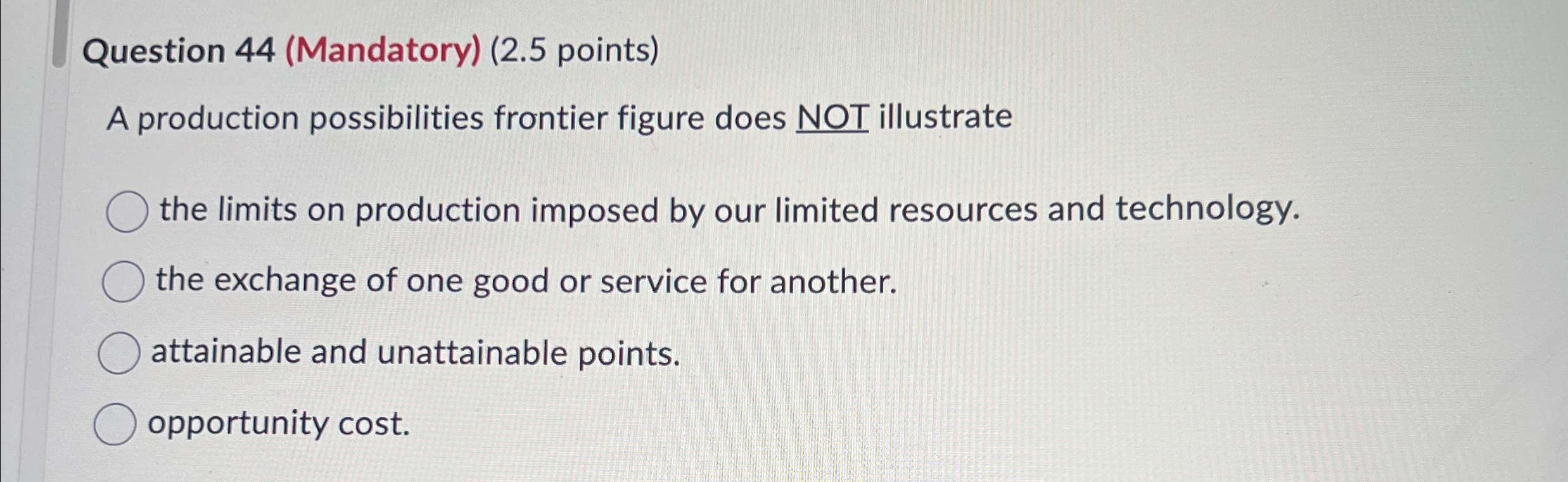 Solved Question 44 (Mandatory) (2.5 ﻿points)A production | Chegg.com