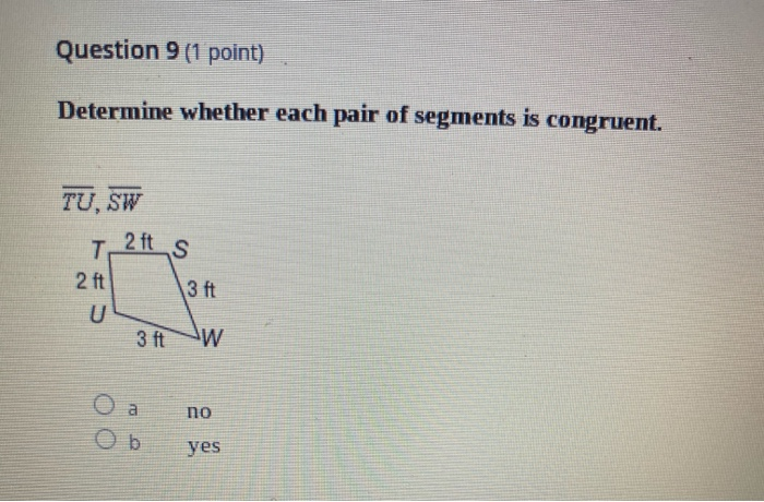 Solved Question 9 (1 point) Determine whether each pair of | Chegg.com
