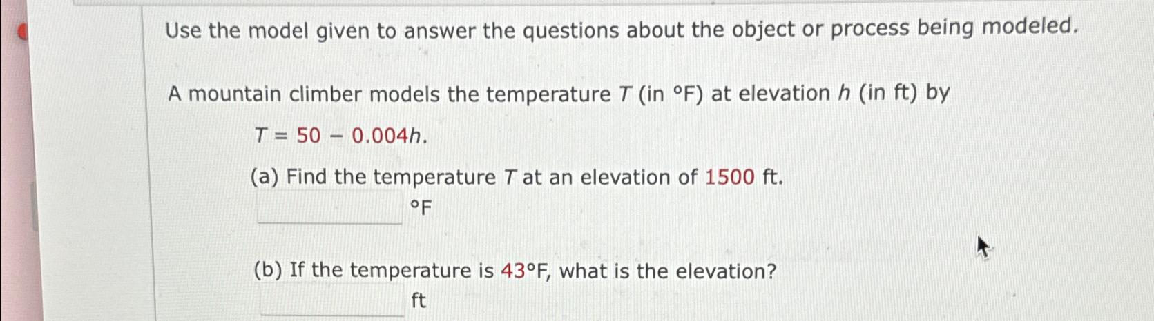 Solved Use the model given to answer the questions about the | Chegg.com
