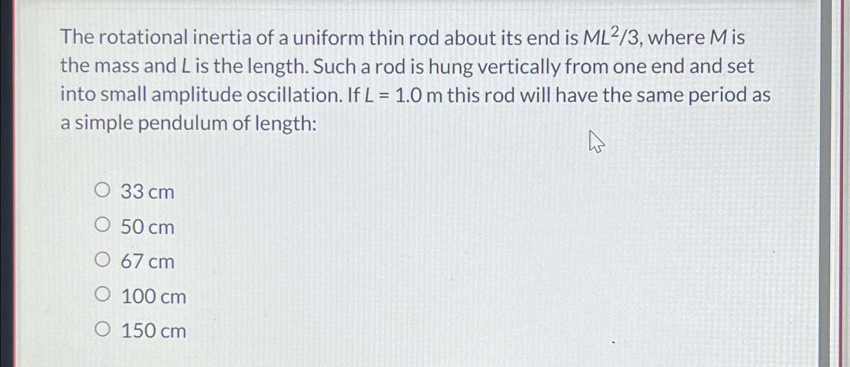 Solved The rotational inertia of a uniform thin rod about | Chegg.com