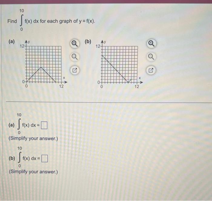 Solved 10 Find ∫010f(x)dx for each graph of y=f(x). (a) (b) | Chegg.com
