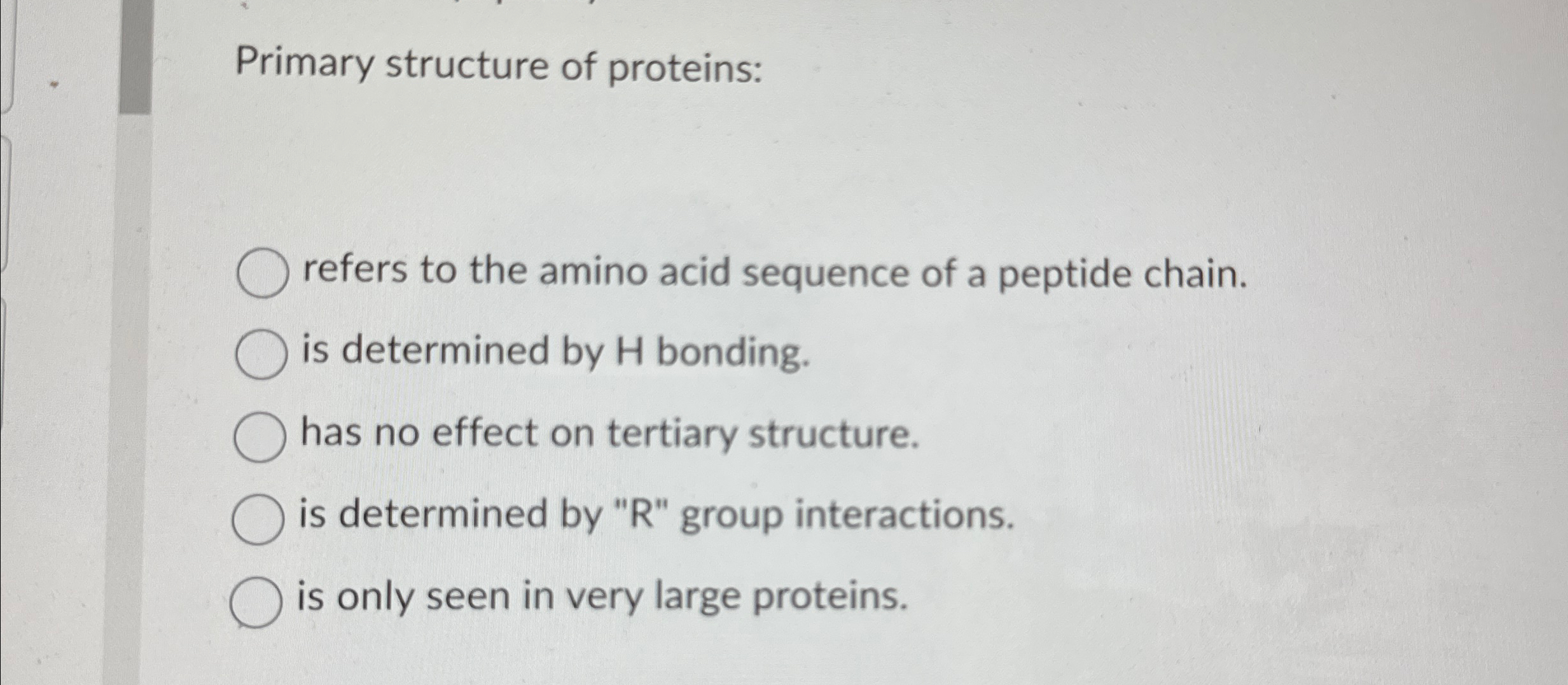Solved Primary structure of proteins:refers to the amino | Chegg.com