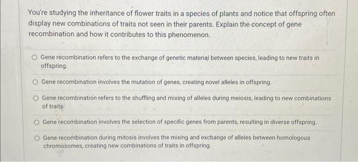 Solved In a breeding experiment, you're studying the | Chegg.com
