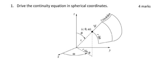 Solved 1. Drive the continuity equation in spherical | Chegg.com