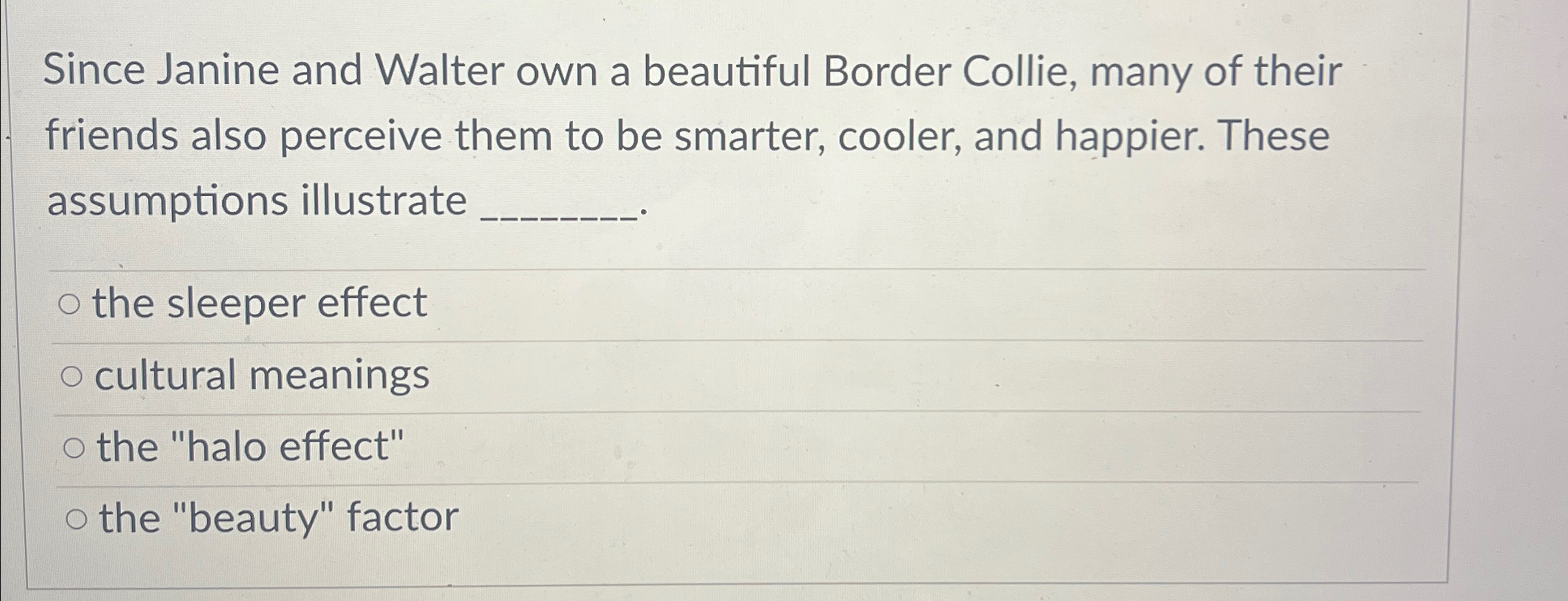 Solved Since Janine and Walter own a beautiful Border | Chegg.com