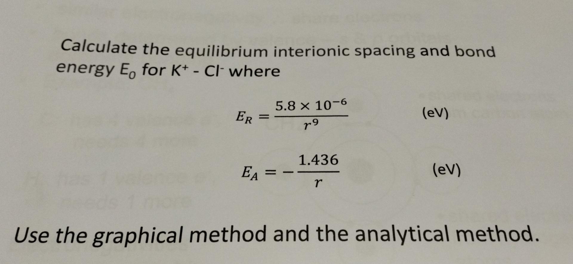 Solved Calculate the equilibrium interionic spacing and bond | Chegg.com