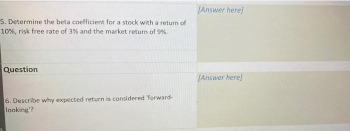 Solved 5. Determine the beta coefficient for a stock with a | Chegg.com