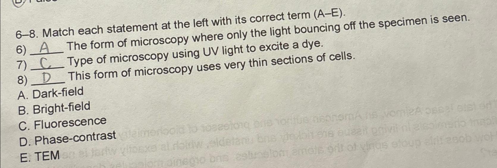Solved 6-8. ﻿Match each statement at the left with its | Chegg.com