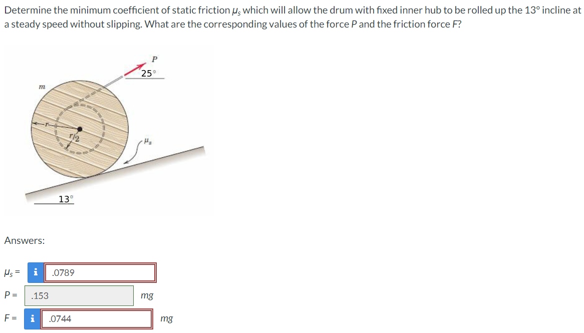 Solved Determine the minimum coefficient of static friction | Chegg.com