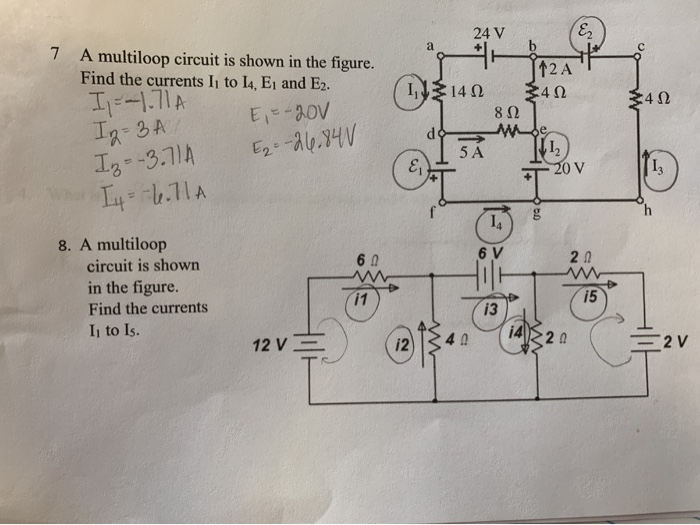 Solved 7 A multiloop circuit is shown in the figure. Find | Chegg.com